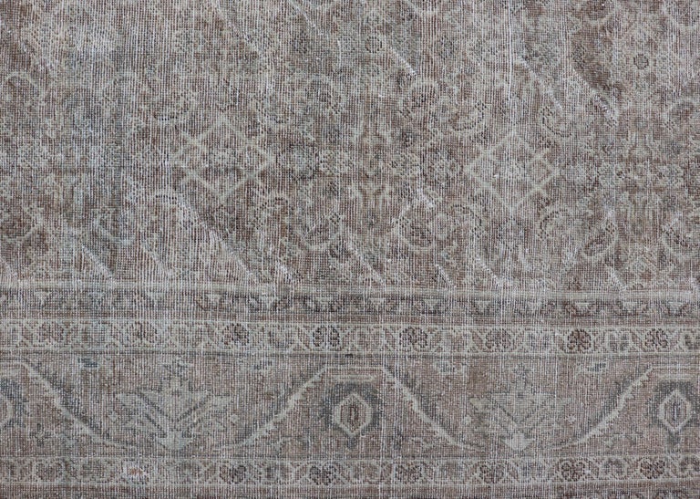 Antique Persian Distressed Mahal Rug in Warm Earthy Tones with All-Over ...