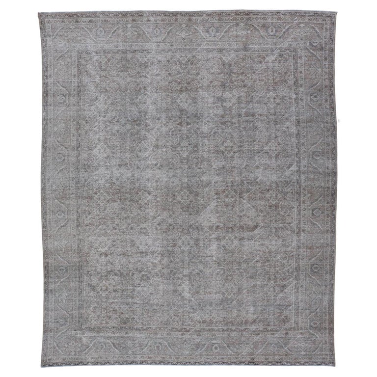 Antique Persian Distressed Mahal Rug in Warm Earthy Tones with All-Over ...