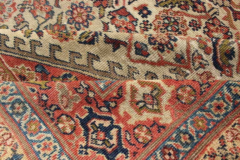 Antique Persian Ferahan Rug with All-Over Herati Design in Ivory, Coral ...