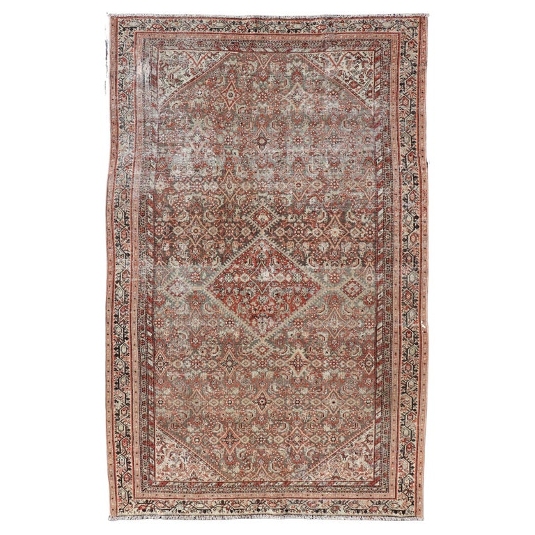 Antique Persian Fine Farahan Rug with Medallion in Brown, Red and Light ...