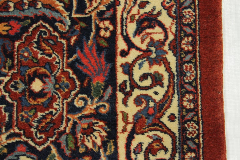 Antique Persian Ghazvin Rug with Flower Medallion over a Blue Field ...