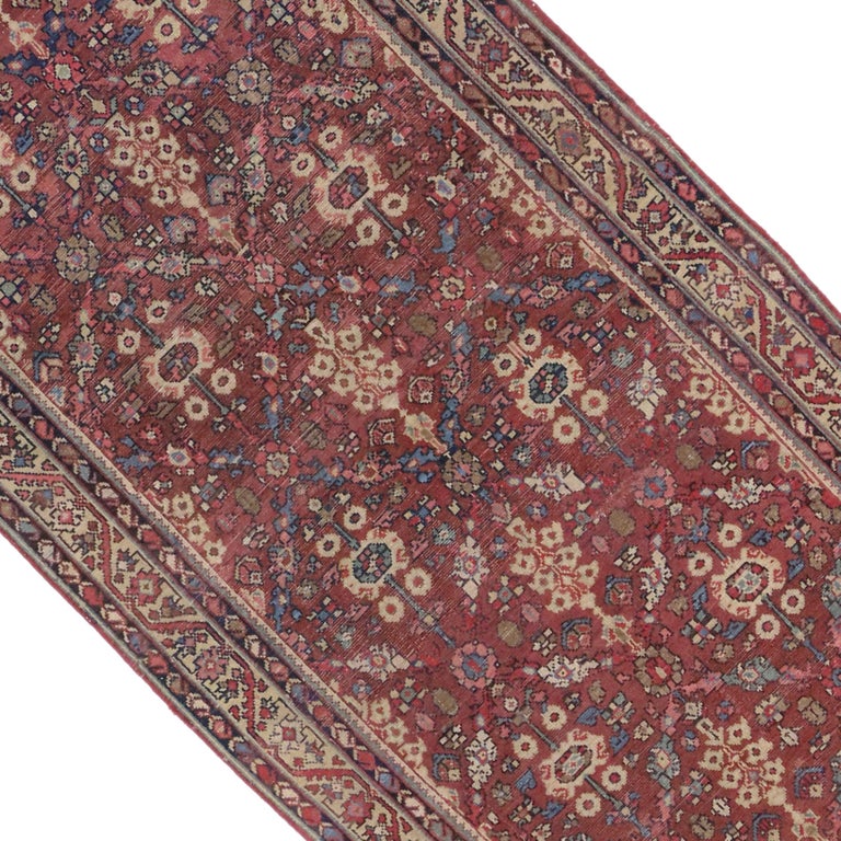 Antique Persian Hamadan Runner with Guli Hinnai Flower, Persian Hallway ...