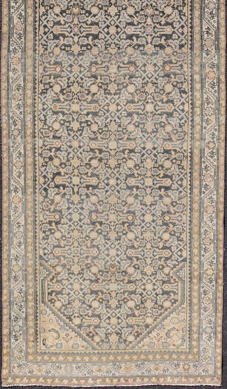 Antique Persian Hamedan Runner with Sub-Geometric Design in Gray and ...