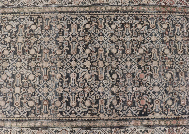 Antique Persian Hamedan Runner with Sub-Geometric Design in Gray and ...