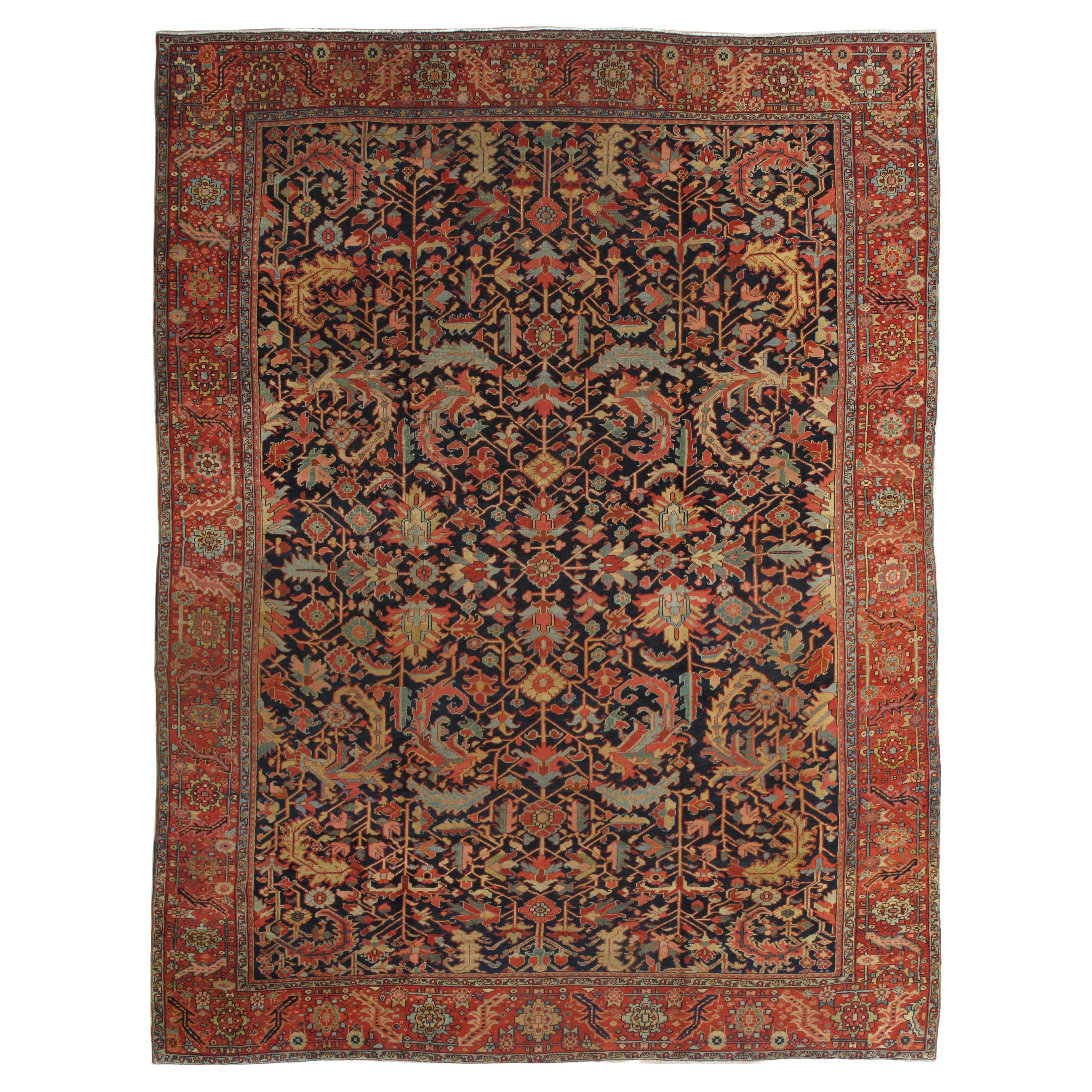 Antique Persian Malayer Runner, Handmade Oriental Rugs, Navy, Light ...