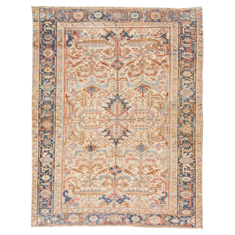 Antique Persian Heriz Handmade Rust Wool Rug with All over Design For ...