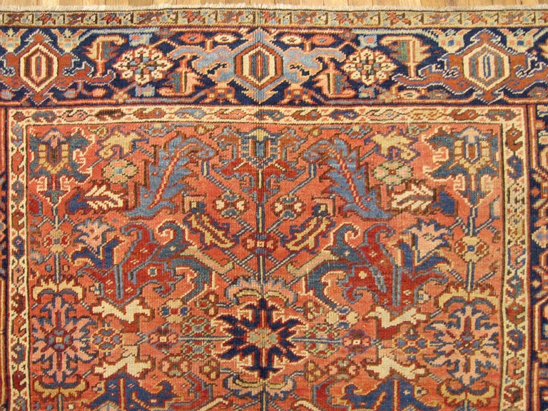 Antique Persian Heriz Karaja Oriental Rug, Room Size, W/ Geometric ...