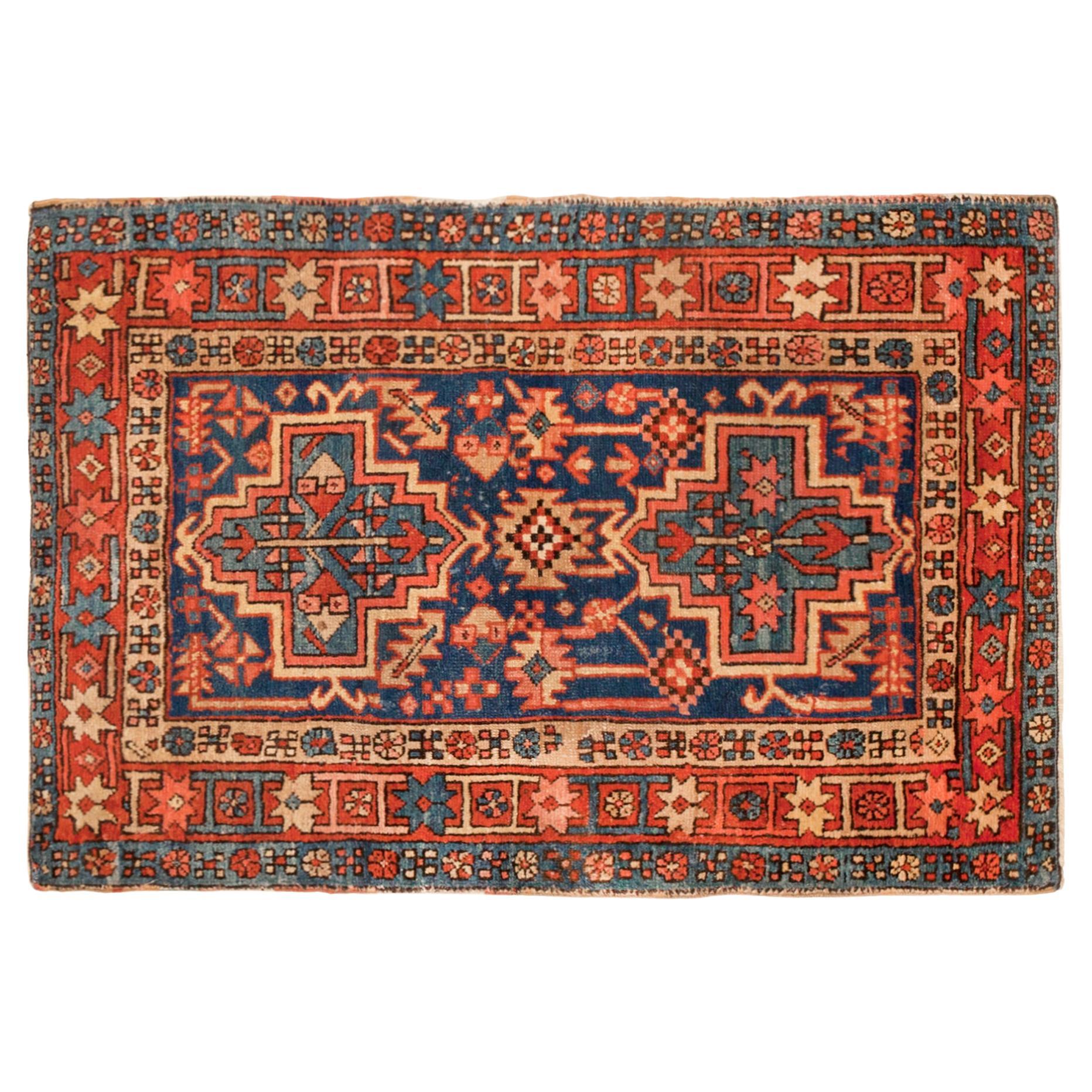 Antique Persian Heriz Karaja Oriental Rug, Small Size, w/ Multiple ...