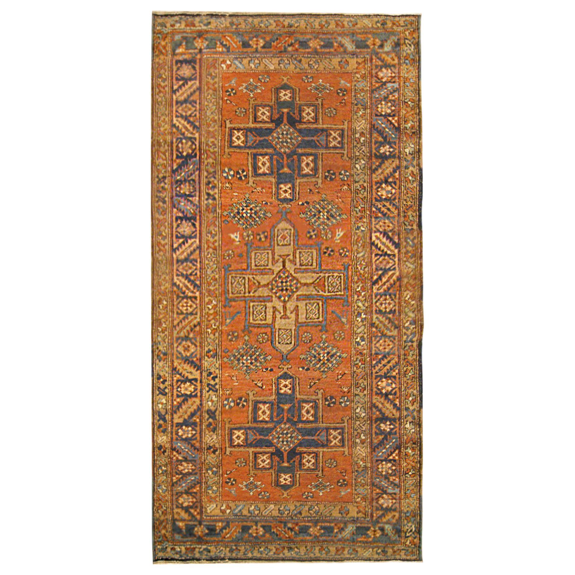 Antique Persian Lavar Oriental Rug, in Small Size with Medallion and ...
