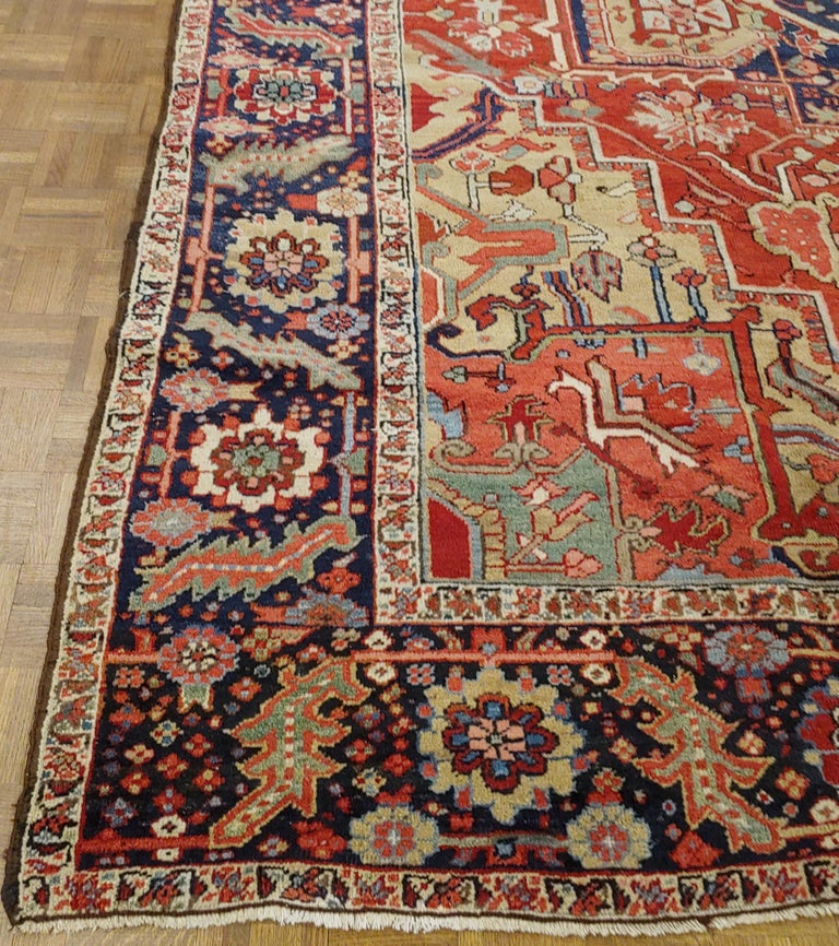 Antique Persian Heriz Rug, Rust Colored With Gold, Wool, Room Size For ...