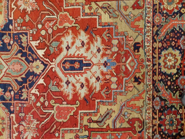Antique Persian Heriz Rug, Rust Colored With Gold, Wool, Room Size For ...