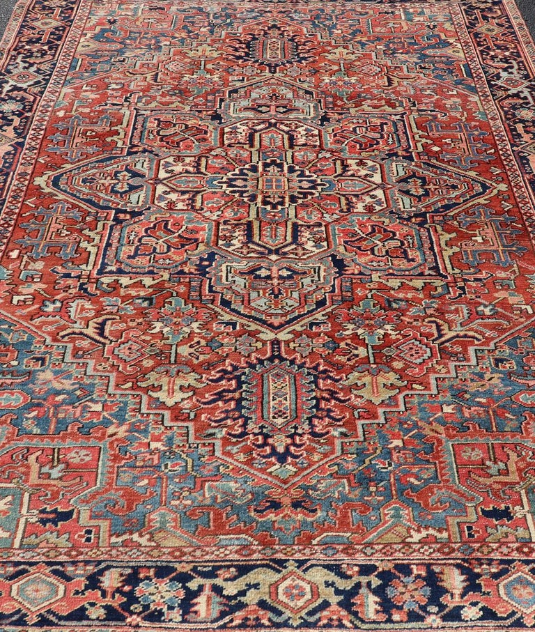 Antique Persian Heriz Rug with All-Over Sub-Geometric Layered Medallion ...