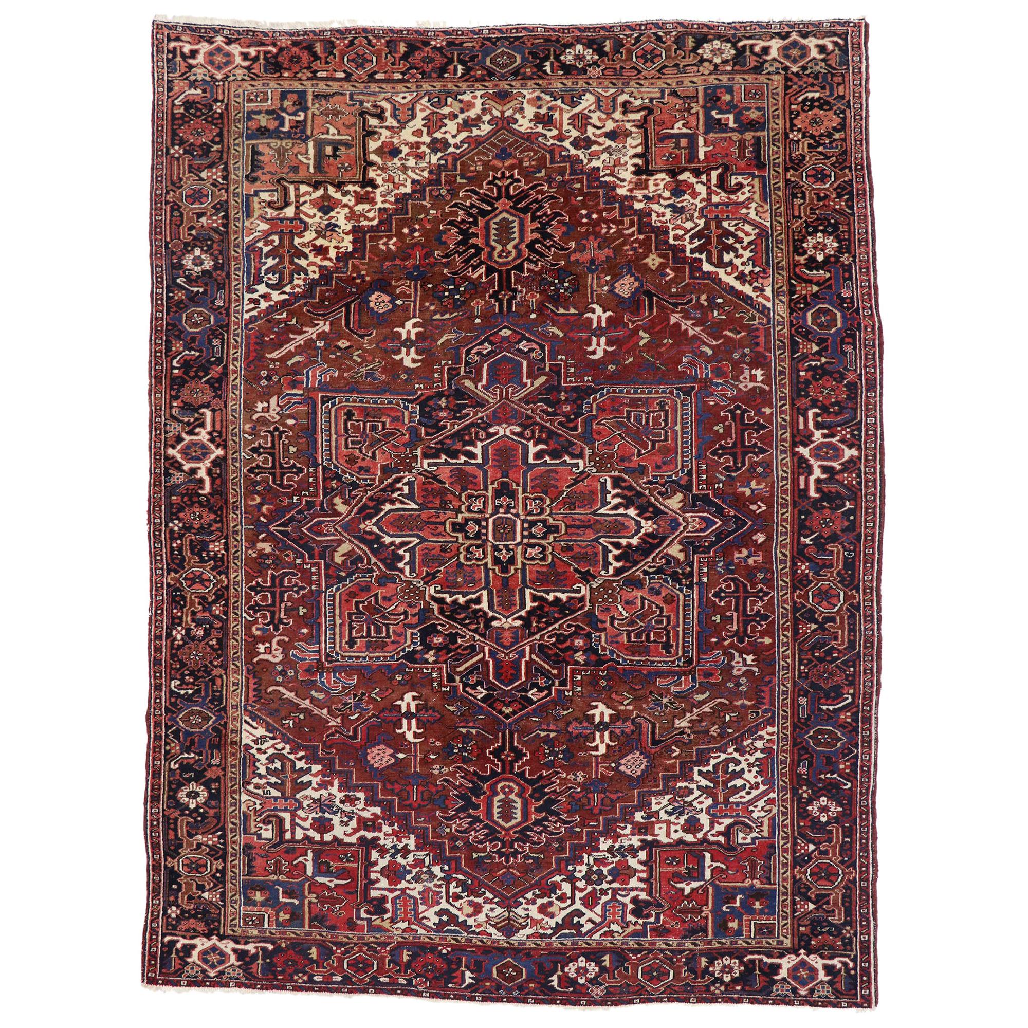 Antique Persian Heriz Dragon Rug with Mid-Century Modern Style For Sale ...