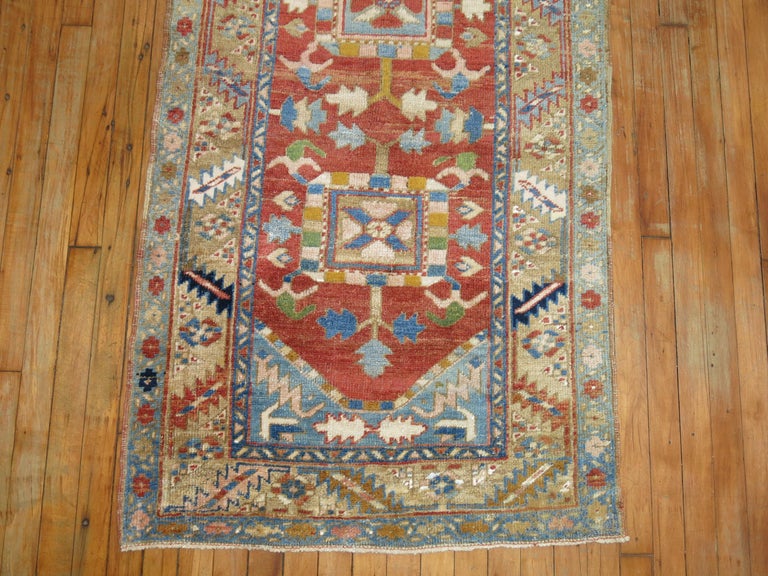Long Antique Persian Heriz Runner For Sale at 1stDibs