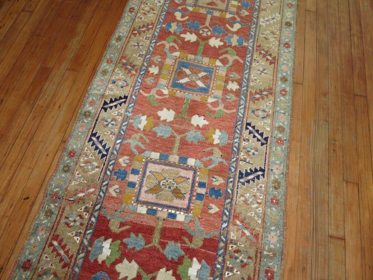 Long Antique Persian Heriz Runner For Sale at 1stDibs