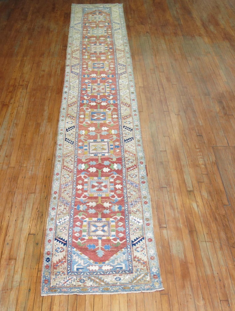 Long Antique Persian Heriz Runner For Sale at 1stDibs