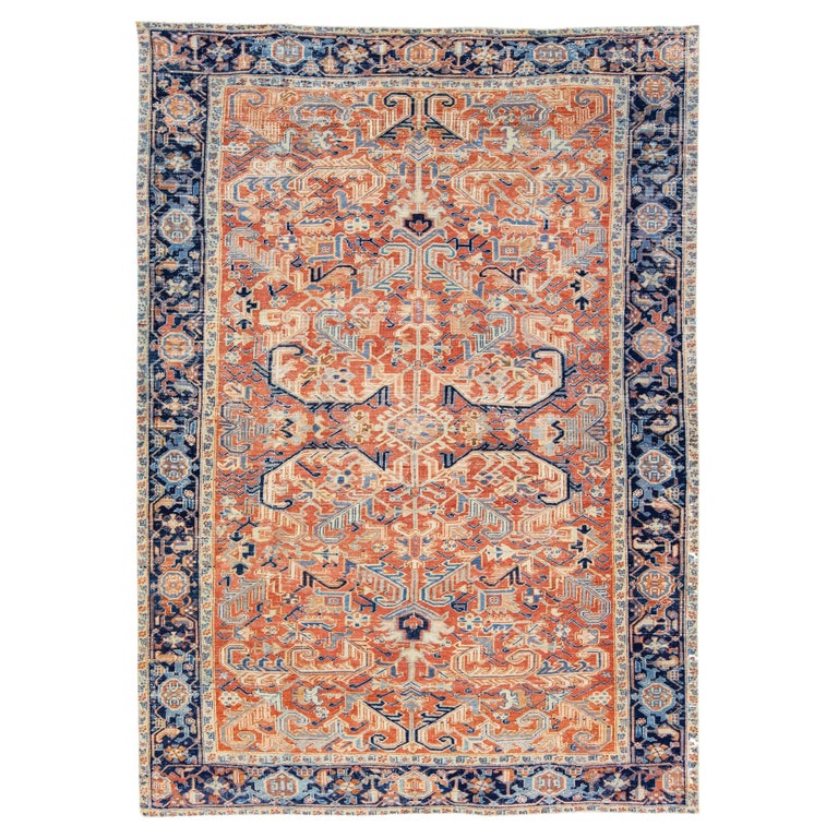 Antique Persian Heriz Rust Handmade Wool Rug with All Over Design For ...