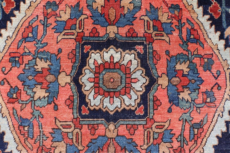 Antique Persian Heriz-Serapi Rug with Geometrics and Layered Medallion ...