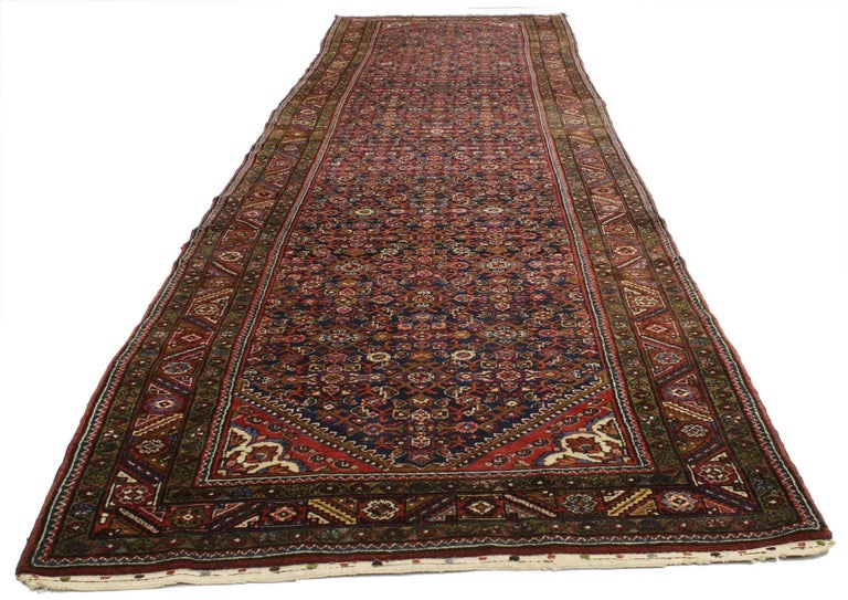 Antique Persian Hussainabad Hamadan Runner, Extra Long Hallway Runner ...