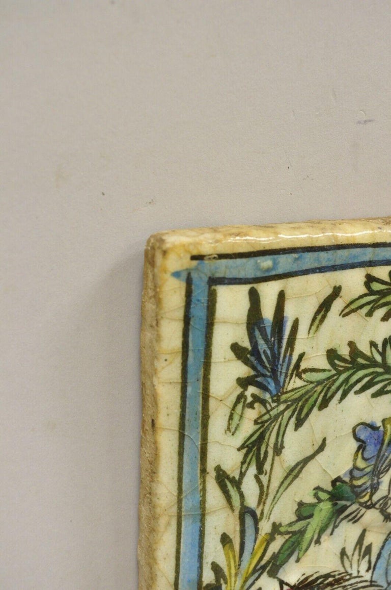 Antique Persian Iznik Qajar Style Ceramic Pottery Tile Purple Spotted ...