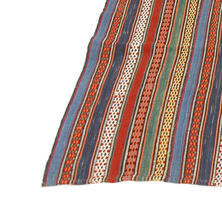 Antique Persian Jajim Flat-Weave Rug with Colored Stripes and Tribal ...
