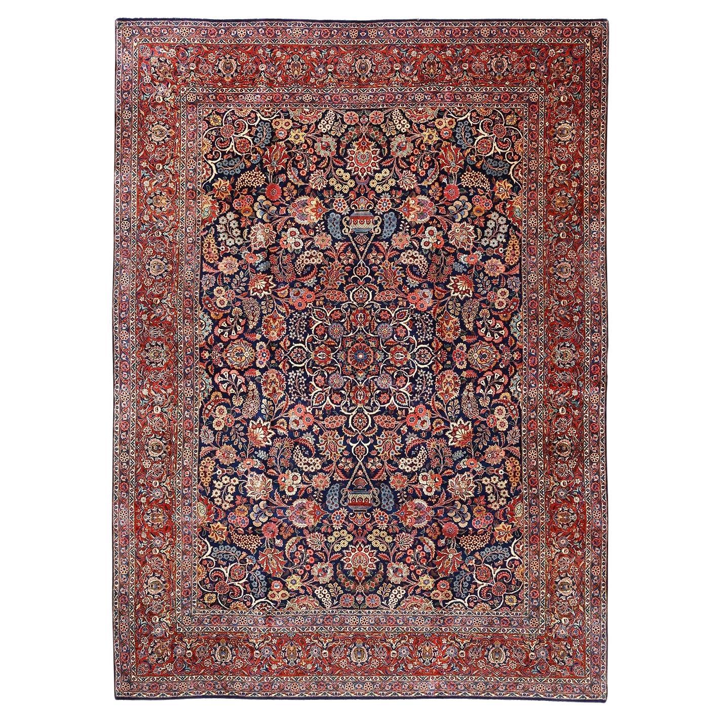 Antique Persian Kashan Dabir Rug - Size: 12'3 X 9' For Sale at 1stDibs