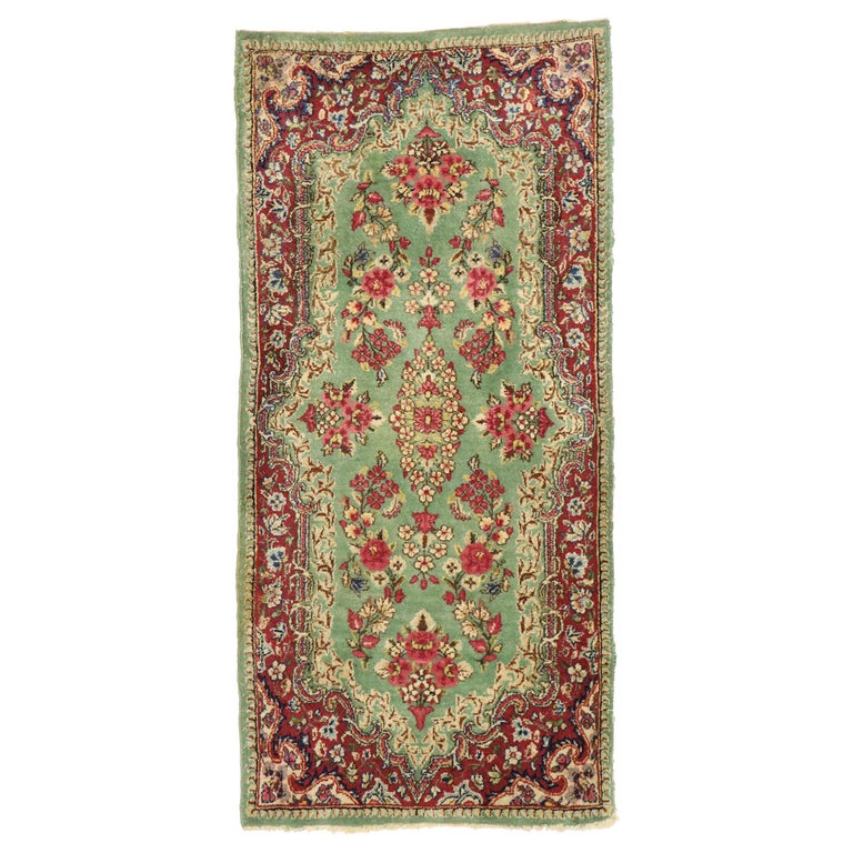 Antique Persian Kerman Accent Rug, Small Persian Rug For Sale at 1stDibs