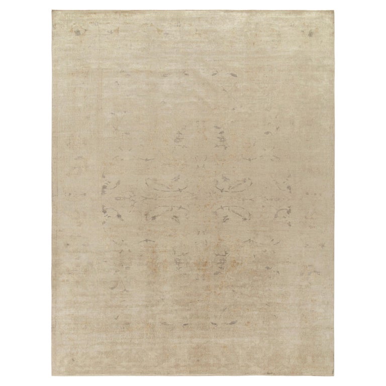 Hand-Knotted Contemporary rug in Beige-Brown, Gray Muted Patterns byRug ...