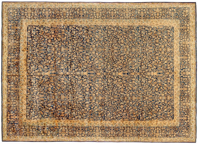 Antique Persian Kerman Oriental Rug, Room Size, with Flowers and Soft ...