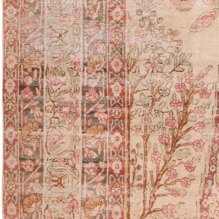 Antique Persian Kerman Rug Signed “Taftanchian”. 6 ft 8 in x 8 ft 8 in ...