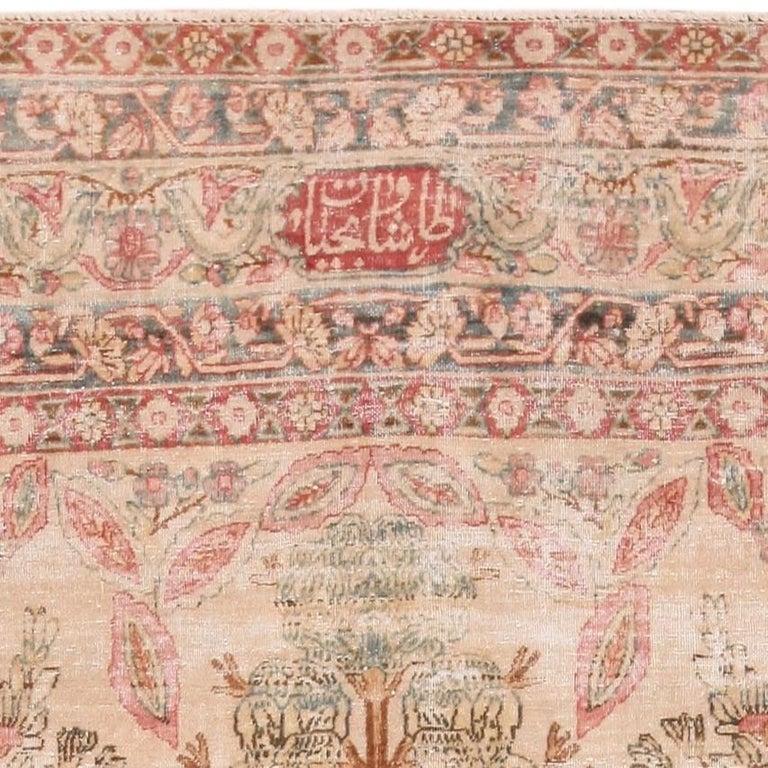 Antique Persian Kerman Rug Signed “Taftanchian”. 6 ft 8 in x 8 ft 8 in ...