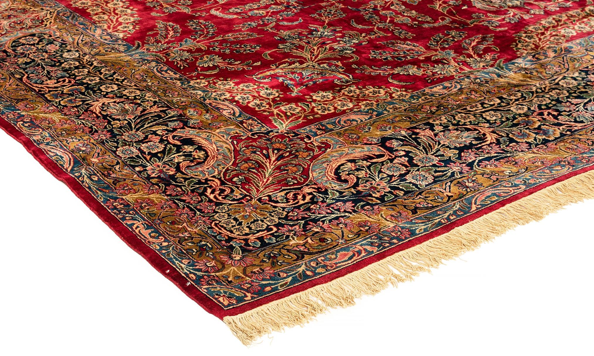 Antique Persian Kerman Rug with Red Field and Floral Patterns For Sale ...