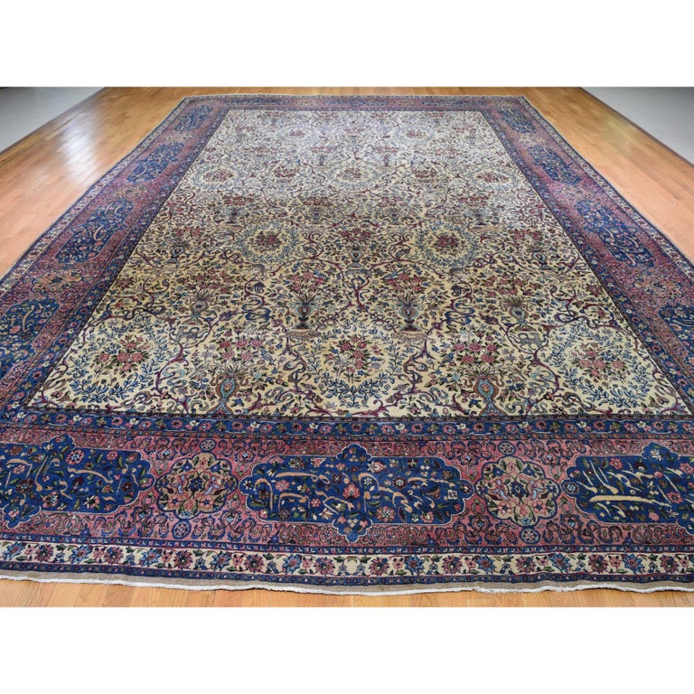 Antique Persian Kerman with Poetry and Animals Oversize Oriental Rug ...