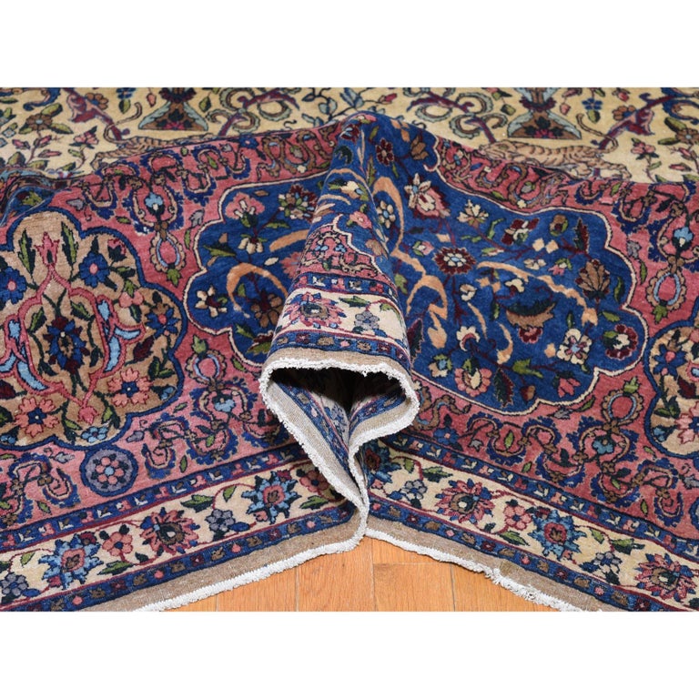 Antique Persian Kerman with Poetry and Animals Oversize Oriental Rug ...