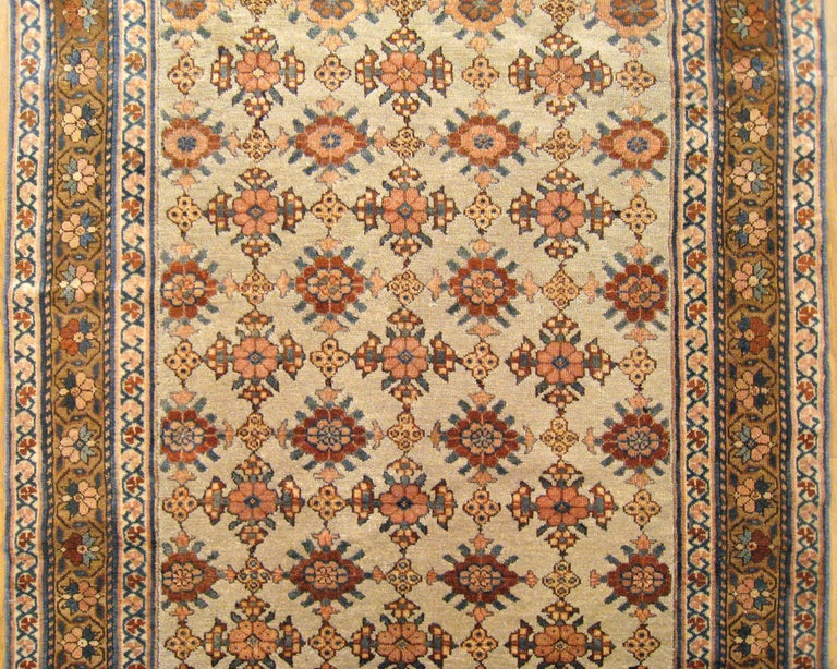 Antique Persian Kurd Rug, Gallery Size, Repeating Rosettes in Soft ...