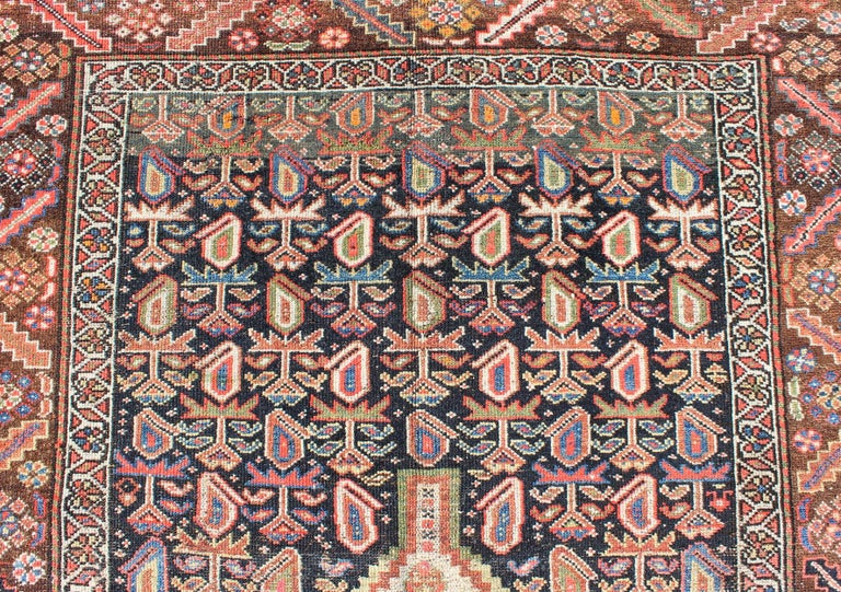 Antique Persian Kurdish Colorful Rug with Medallion and Geometric ...