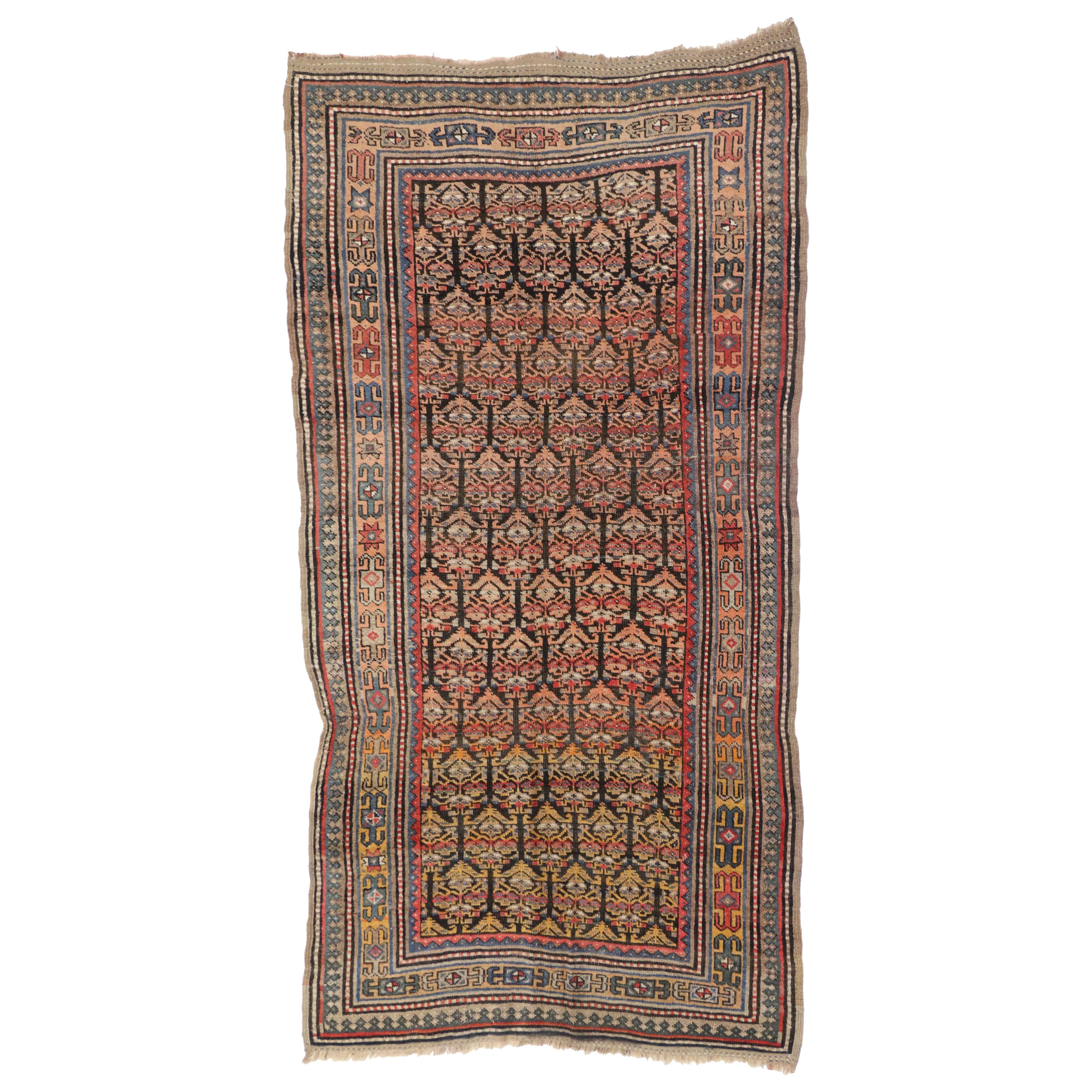 Antique Persian Kurdish Rug with Nomadic Raconteur Style, Wide Hallway ...