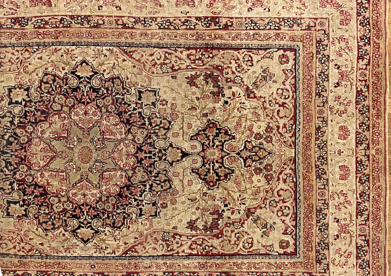 Antique Persian Lavar Oriental Carpet, in Small Size, with a Central ...