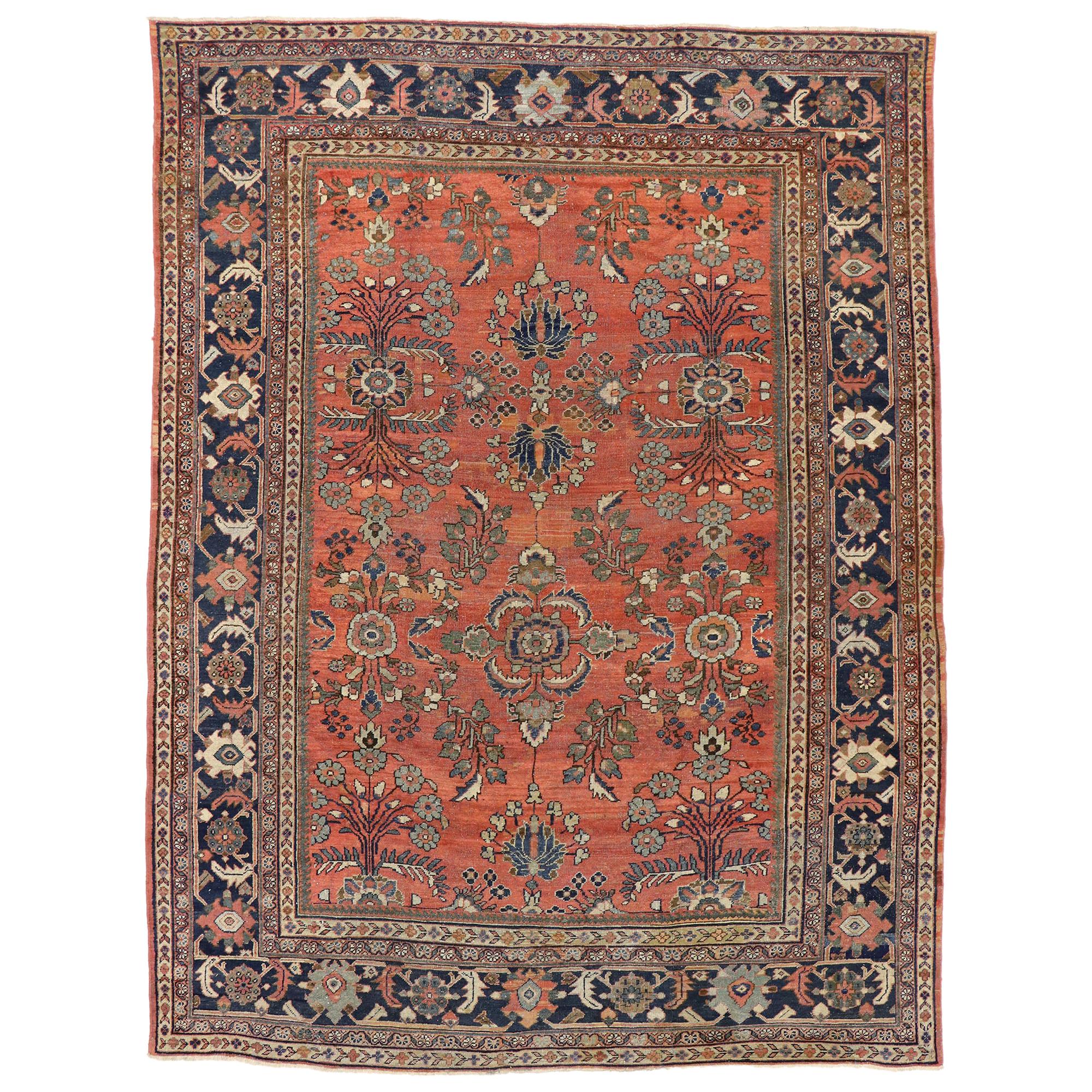 Tapis persan Mahal vintage avec style traditionnel anglais moderne - En ...