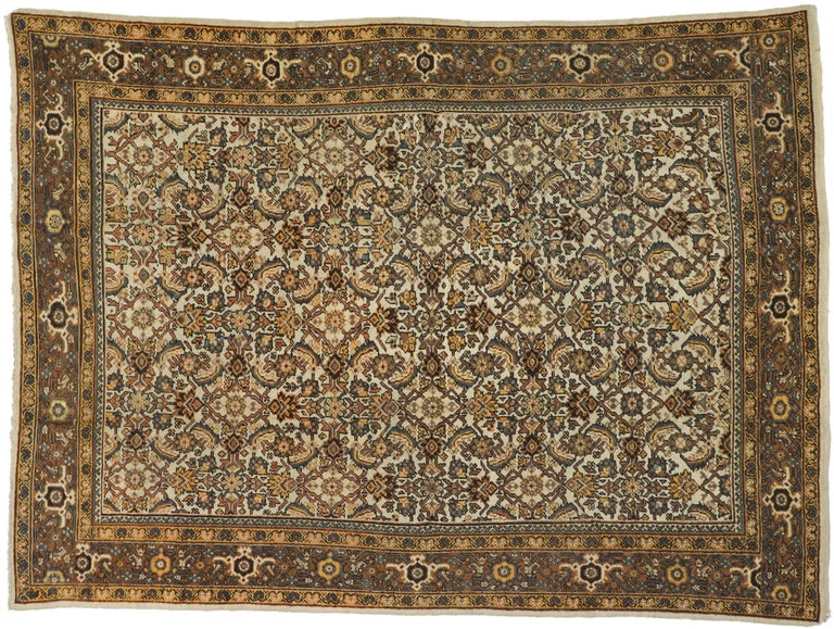 Antique Persian Mahal Rug with Herati Pattern and Rustic Arts and ...