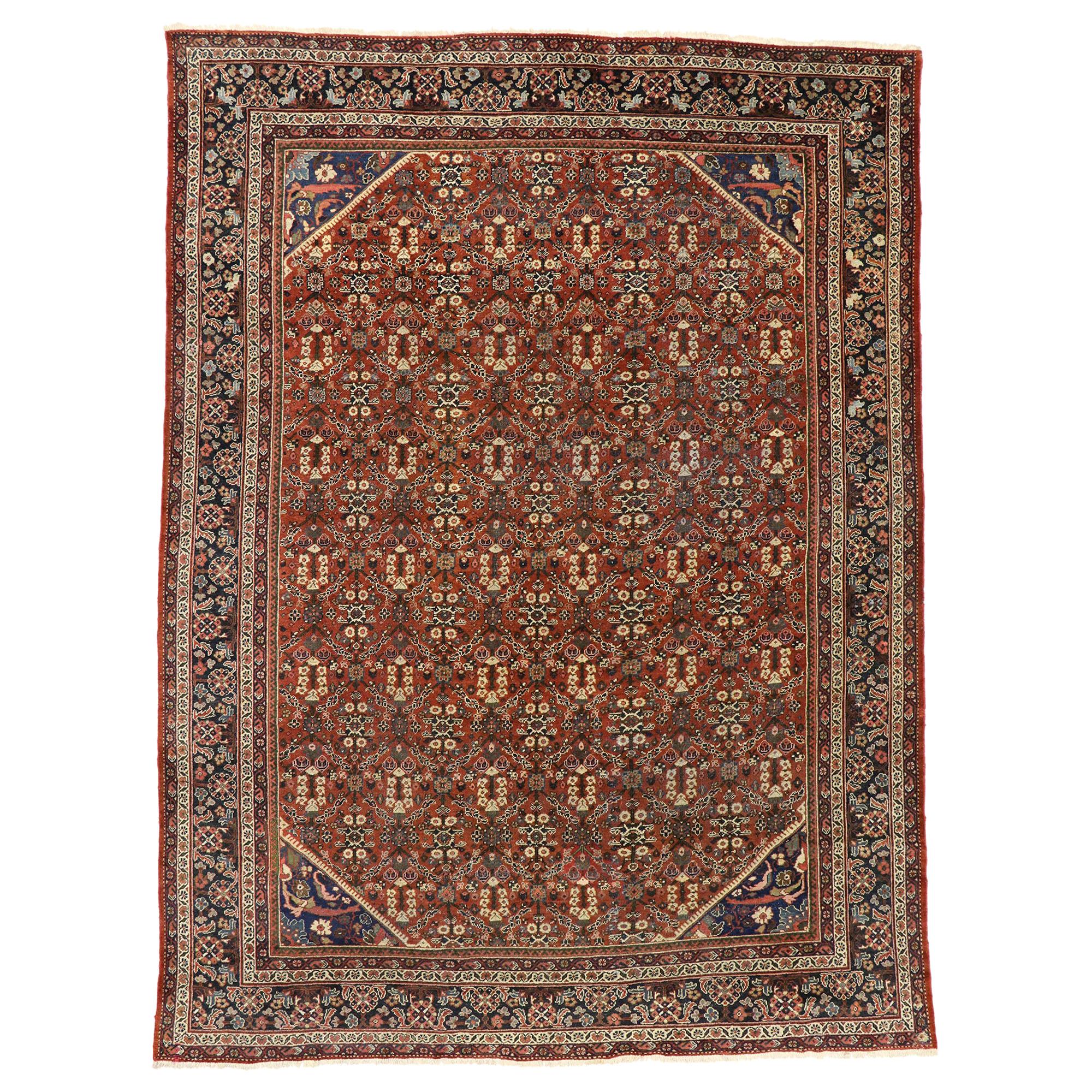 Antique Persian Mahal Rug with Luxe Jacobean Traditional Style For Sale ...