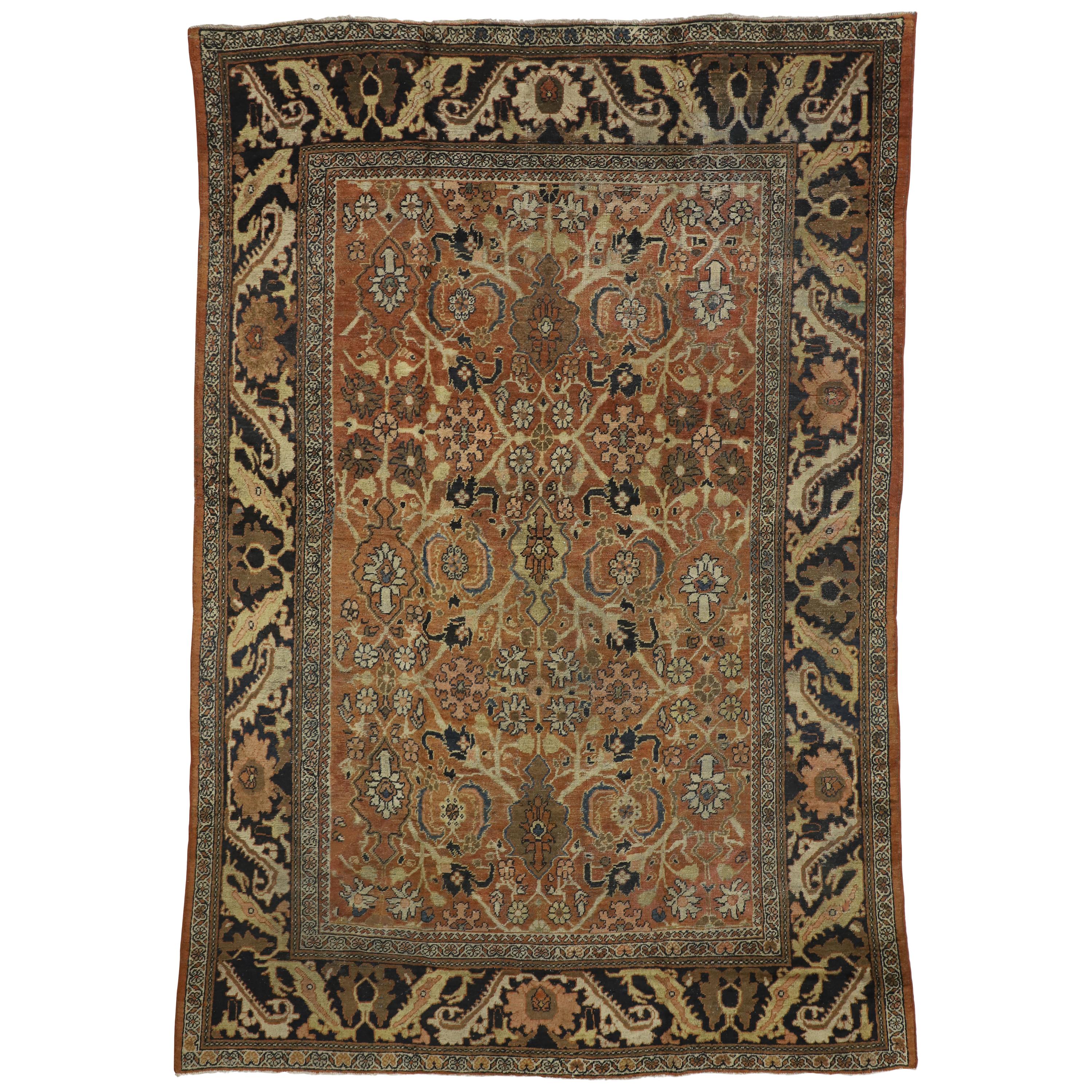 Antique Persian Mahal Rug with English Country Cottage Style For Sale ...