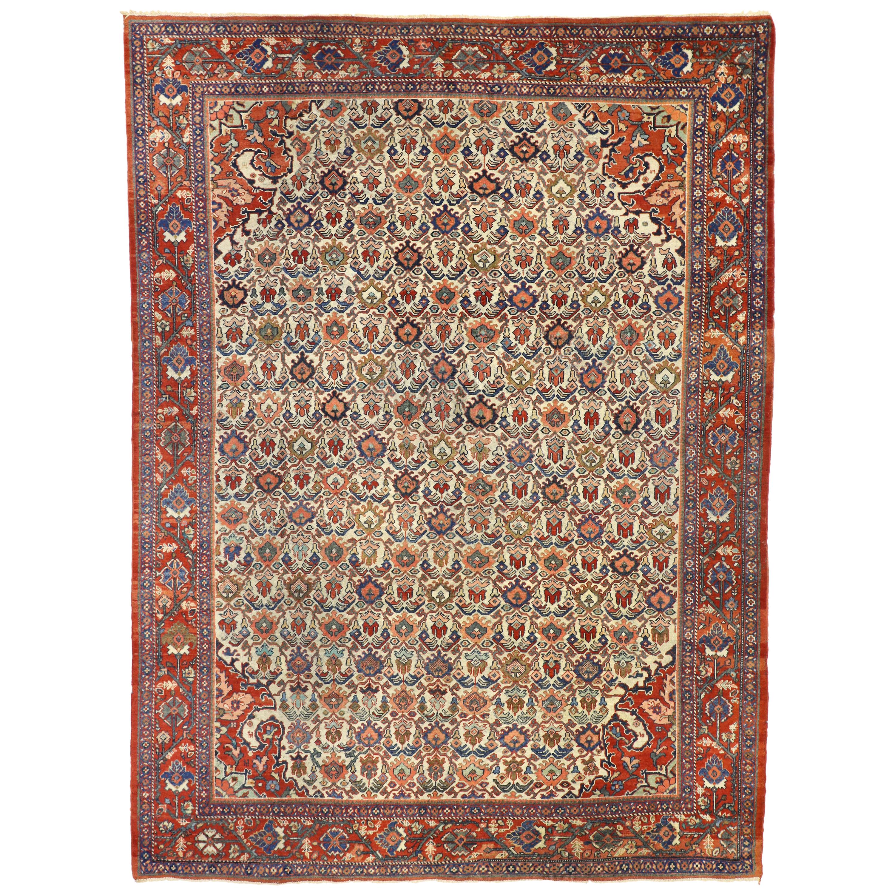 Antique Persian Mahal Rug with Victorian Style For Sale at 1stDibs