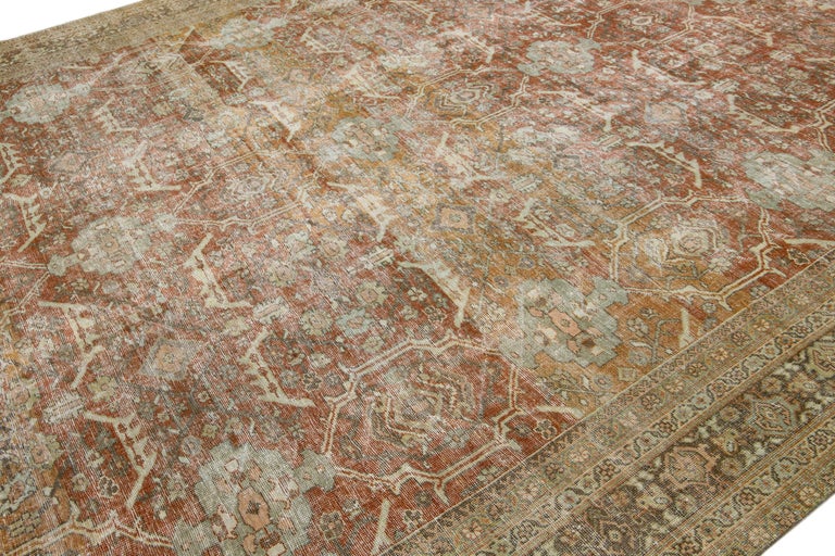 Antique Persian Mahal Rust Oversize Wool Rug with Allover Design For ...