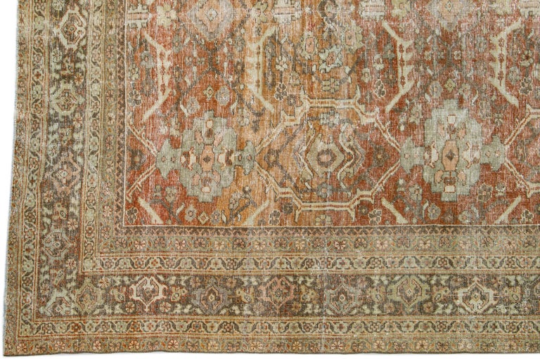 Antique Persian Mahal Rust Oversize Wool Rug with Allover Design For ...