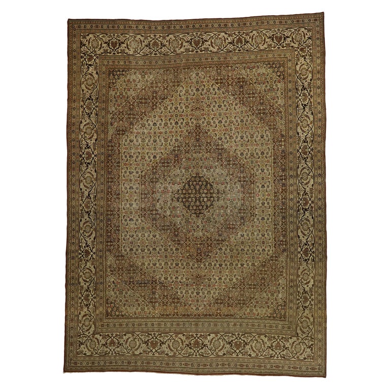 Antique Persian Mahi Tabriz Rug with Modern Shaker Style For Sale at ...