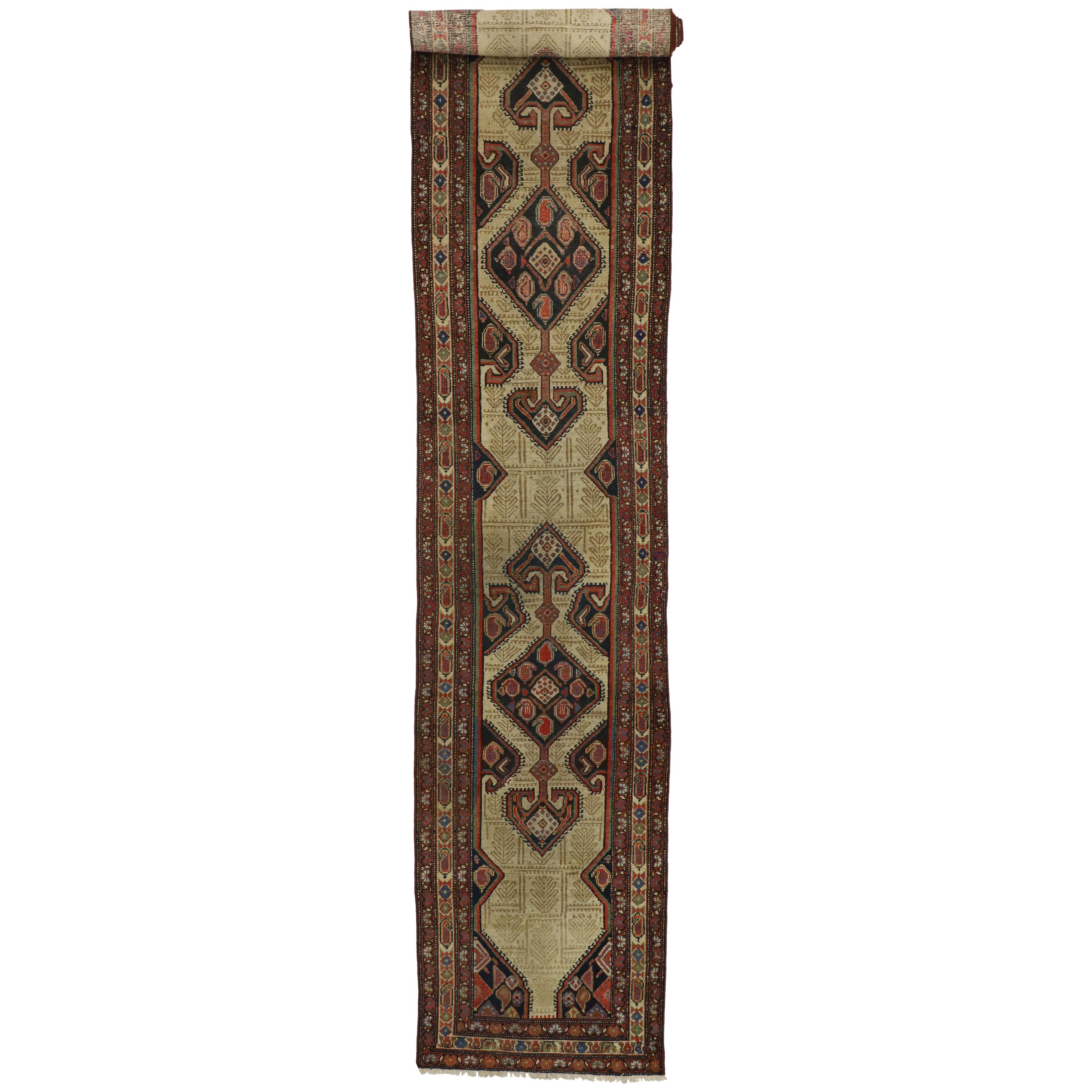 Antique Persian Malayer Extra-Long Hallway Runner with Tudor Manor ...