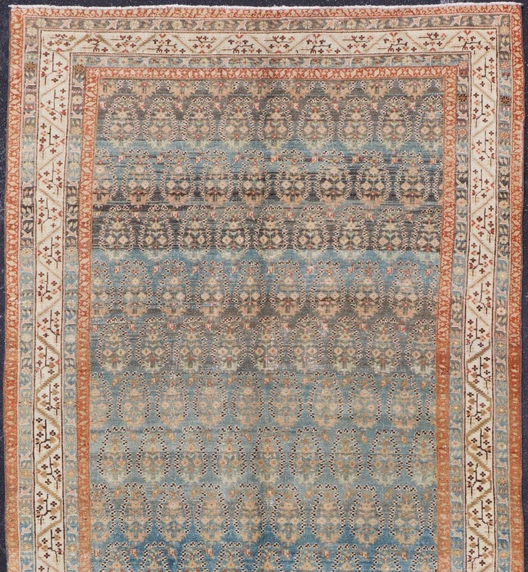 Antique Persian Malayer Gallery Rug with Paisley Design in Light Blue ...