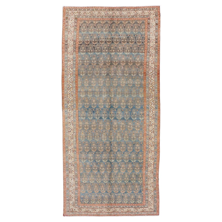 Antique Persian Malayer Gallery Rug with Paisley Design in Light Blue ...