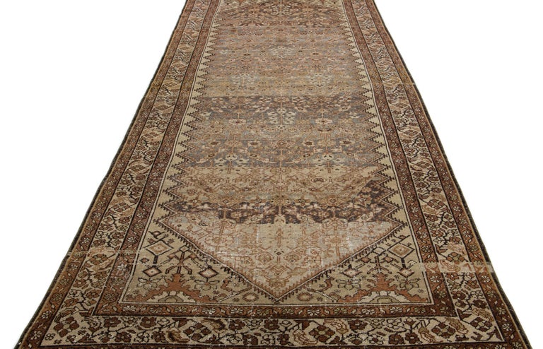 Antique Persian Malayer Handmade Brown and Grey Allover Motif Wool Rug ...